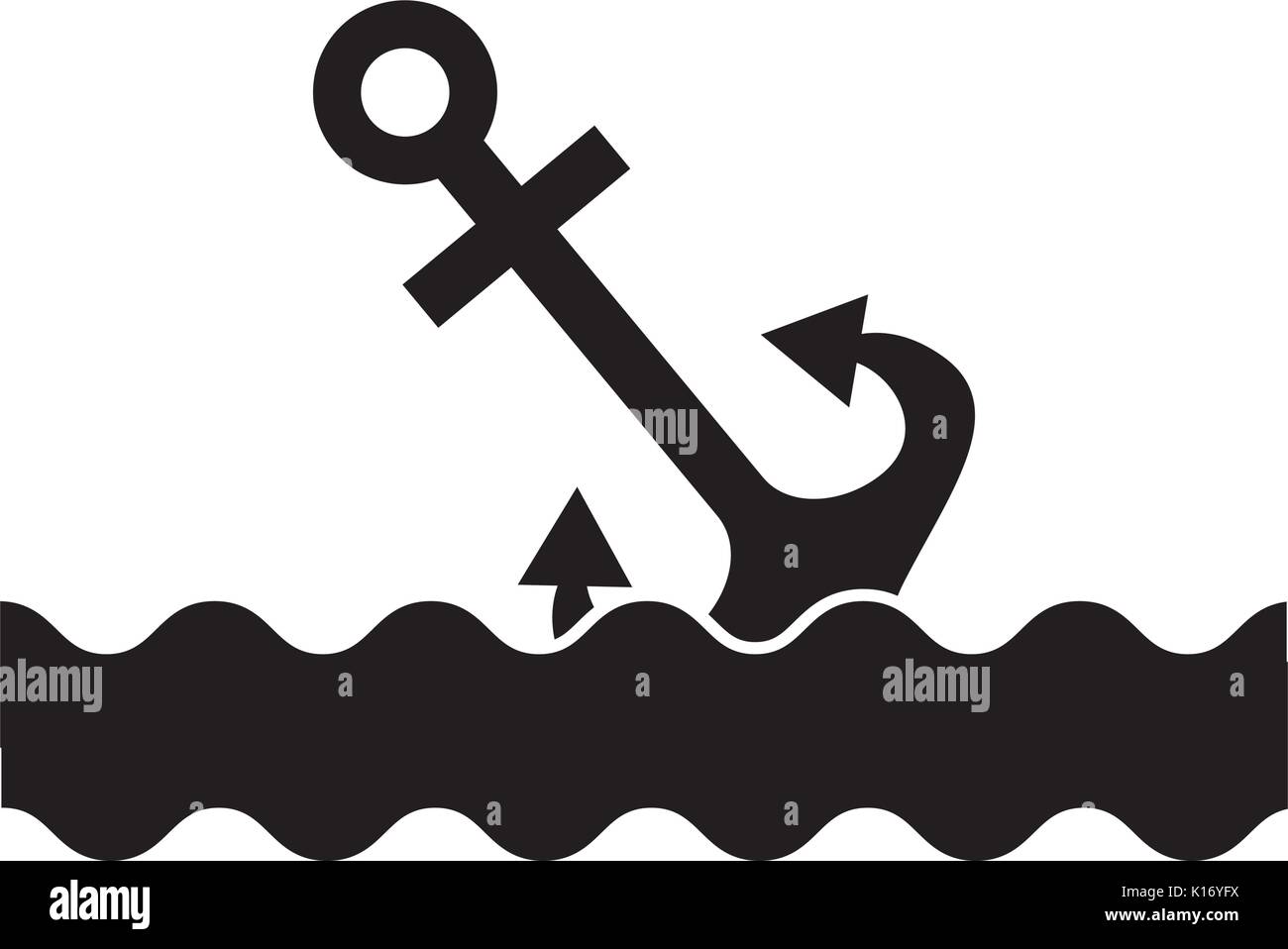 anchor maritime with waves Stock Vector Image & Art - Alamy