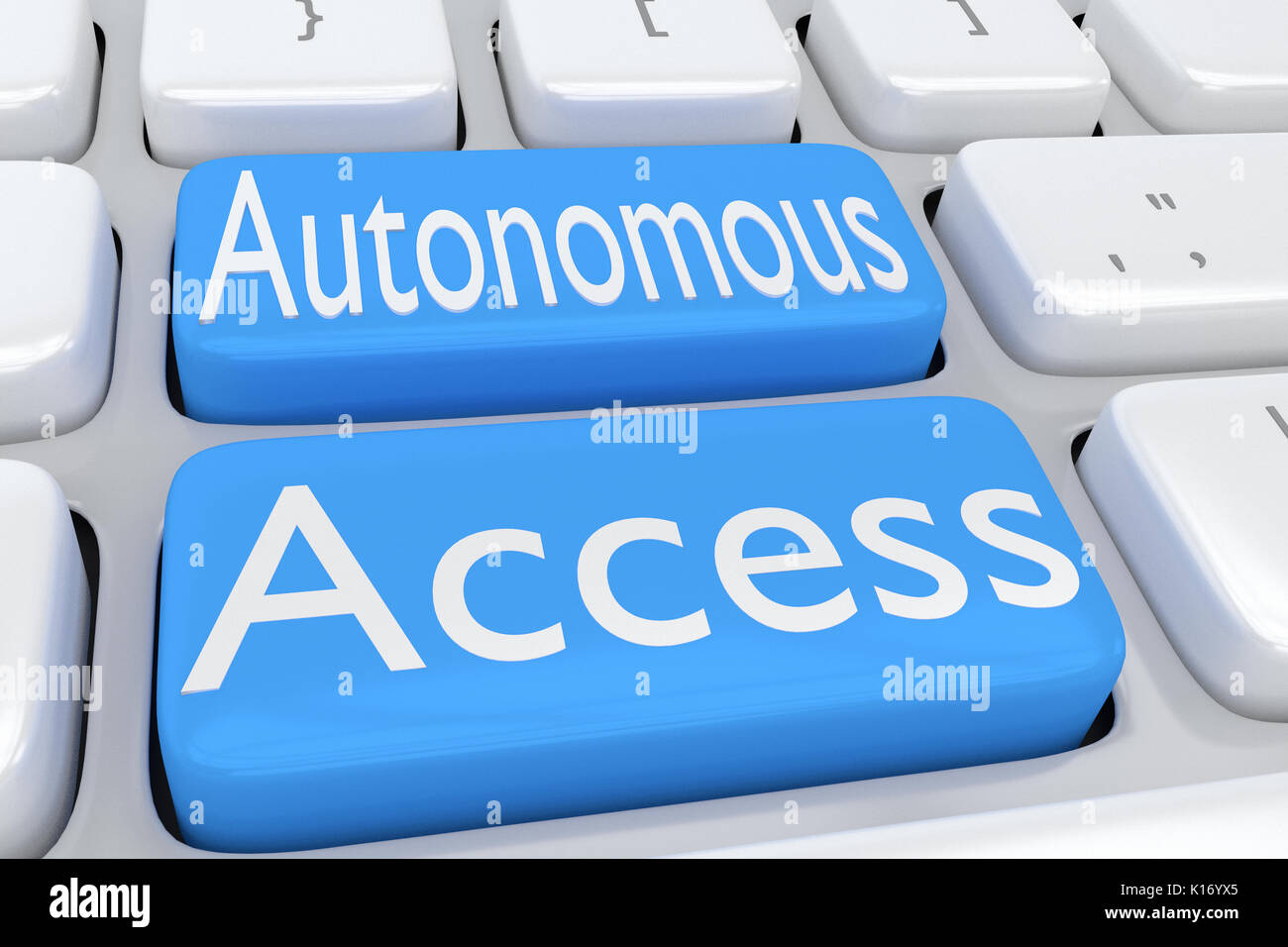 3D illustration of computer keyboard with the script "Autonomous Access ...
