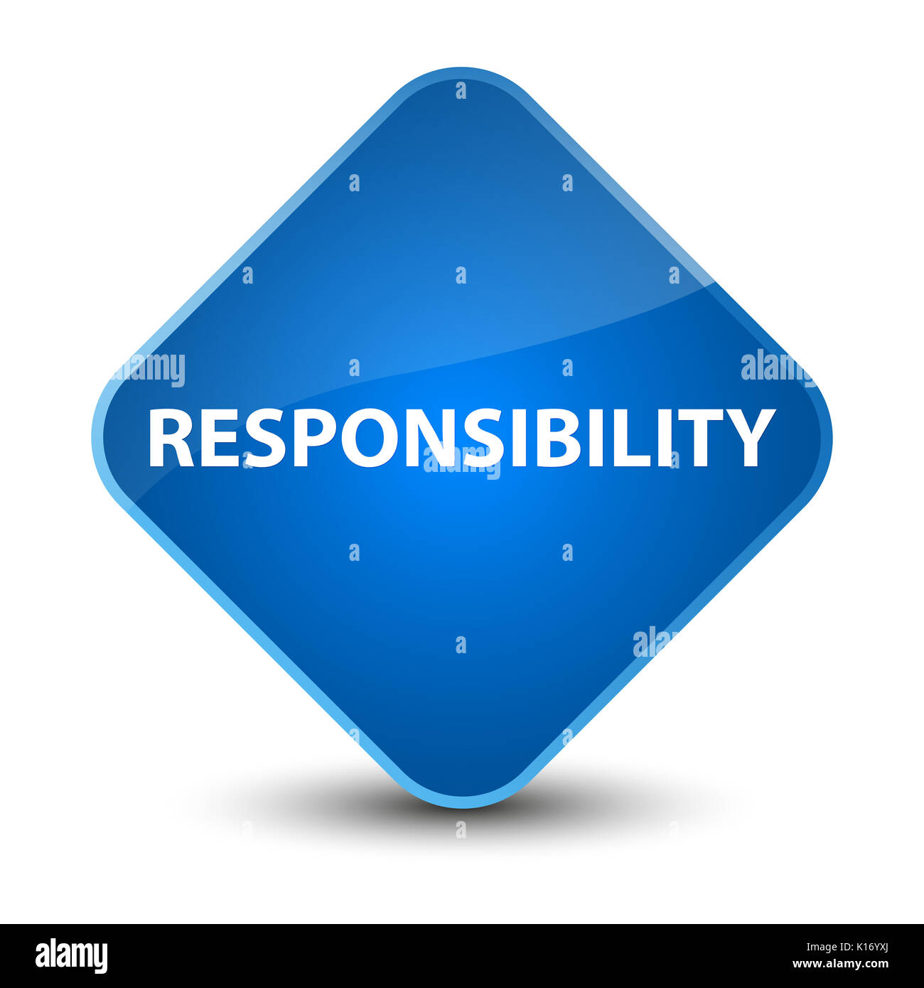 Responsibility isolated on elegant blue diamond button abstract ...