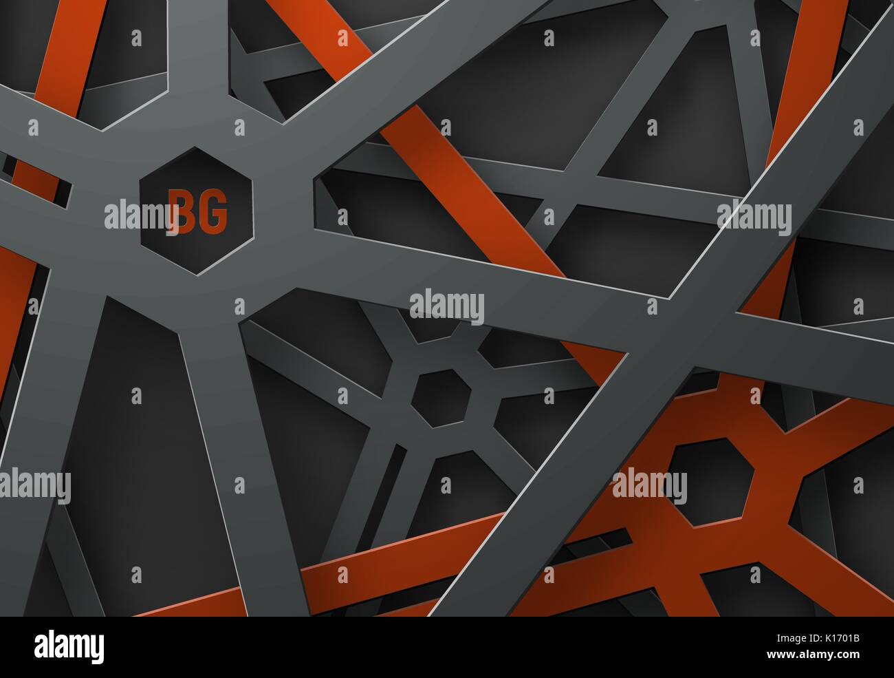 Design a background with a cobweb of black and red lines and hexagons ...