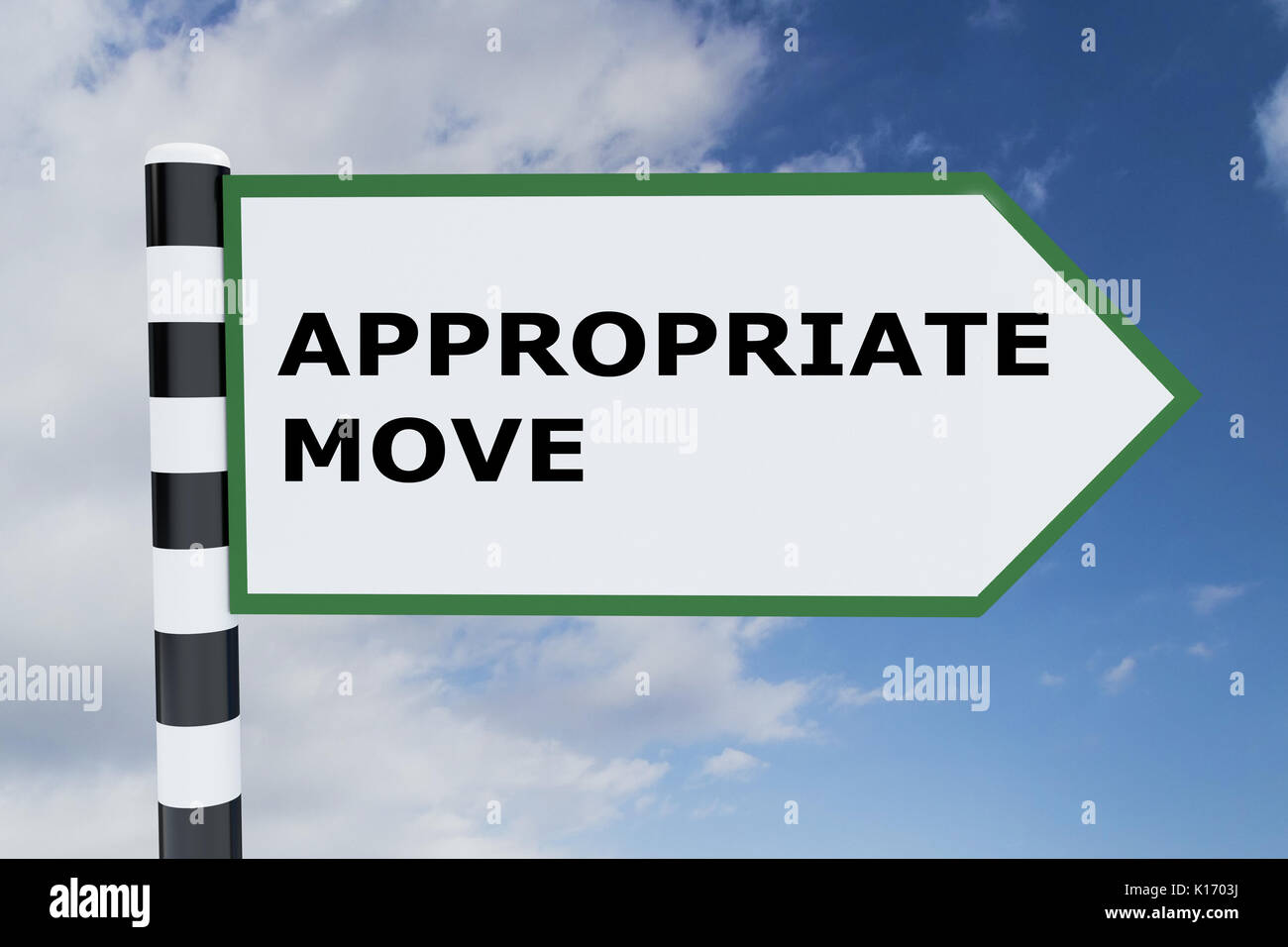 3D illustration of "APPROPRIATE MOVE" script on road sign Stock Photo ...