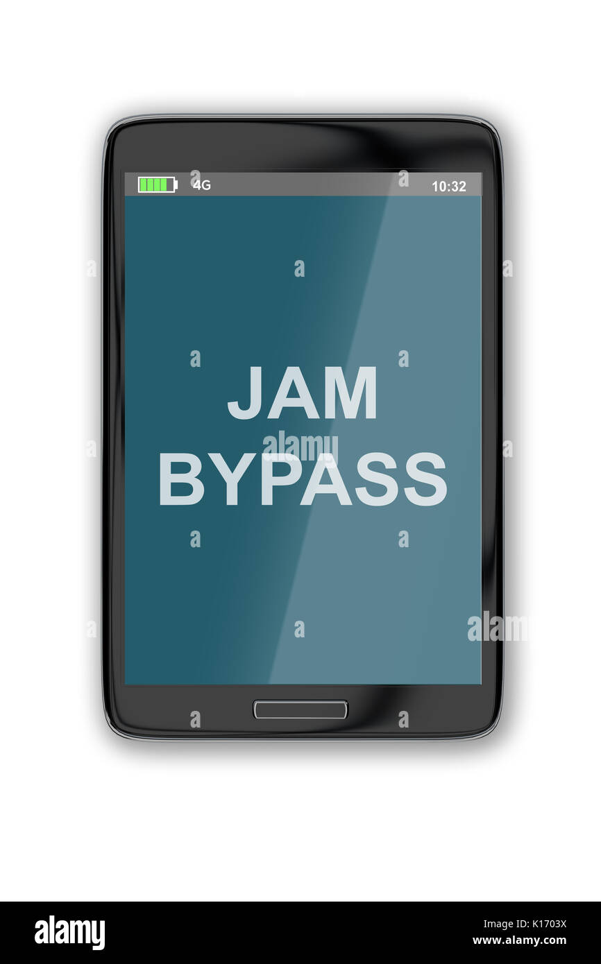 3D illustration of "JAM BYPASS" title on cellular screen, isolated on ...