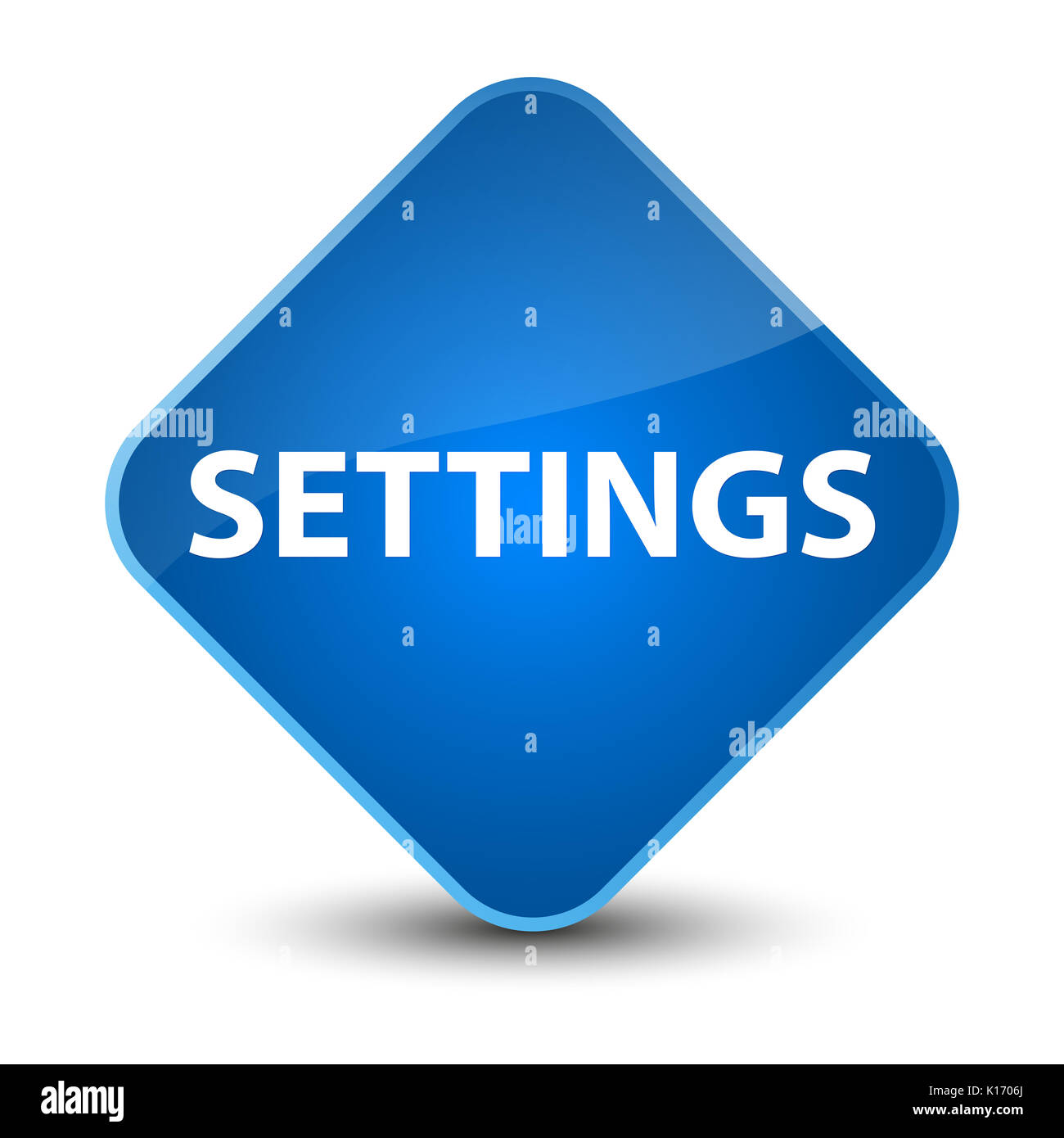 Settings isolated on elegant blue diamond button abstract illustration ...