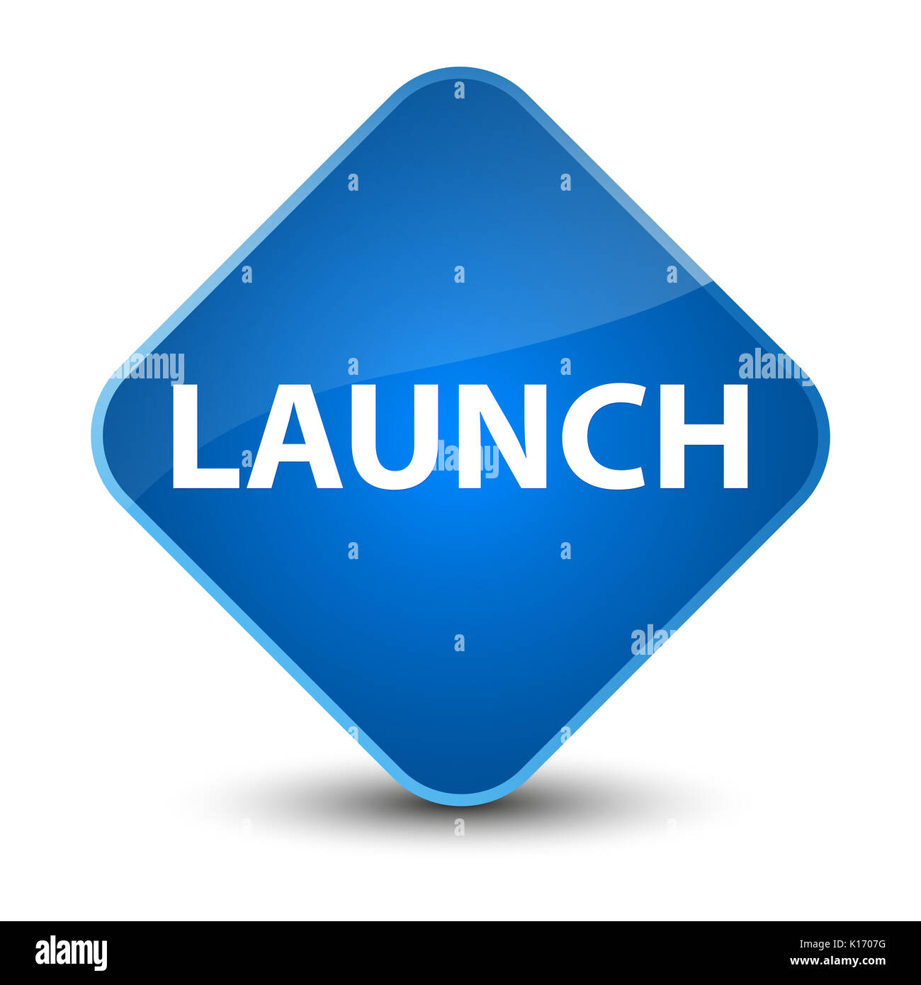 Launch isolated on elegant blue diamond button abstract illustration ...