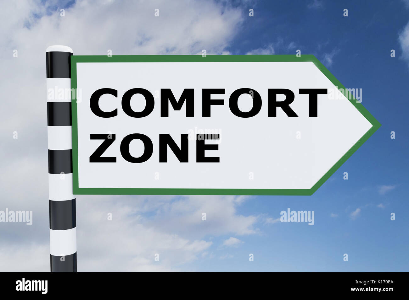3D illustration of "COMFORT ZONE" script on road sign Stock Photo - Alamy