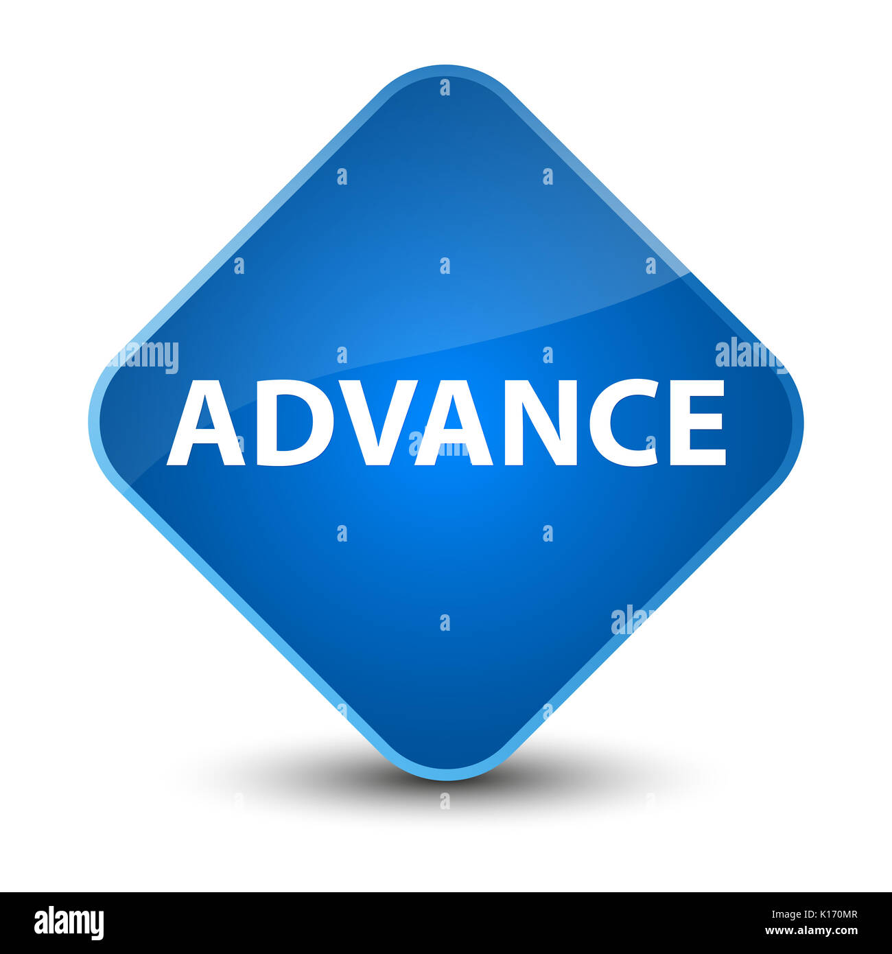 Advance isolated on elegant blue diamond button abstract illustration ...