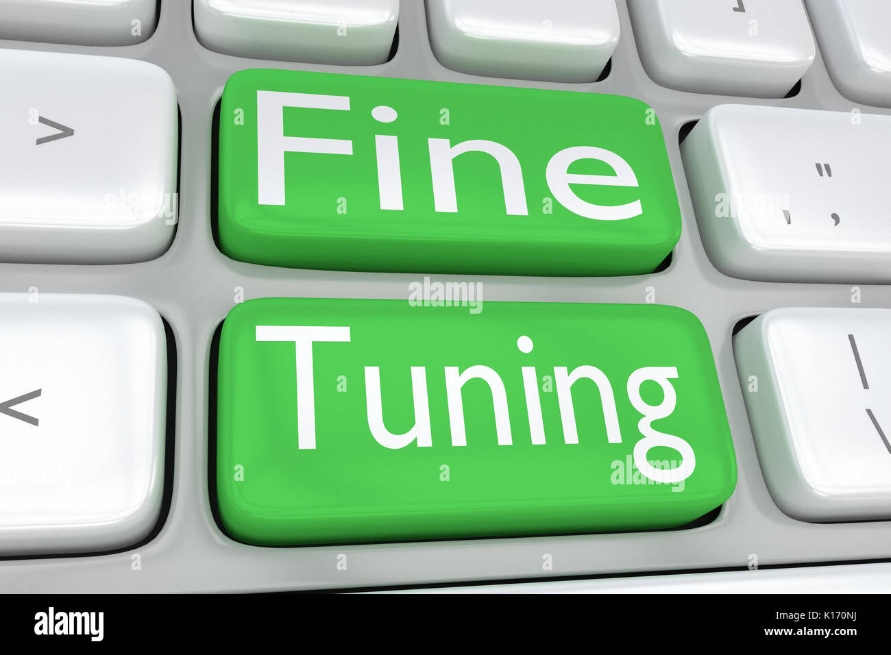 3D illustration of computer keyboard with the print "Fine Tuning" on ...