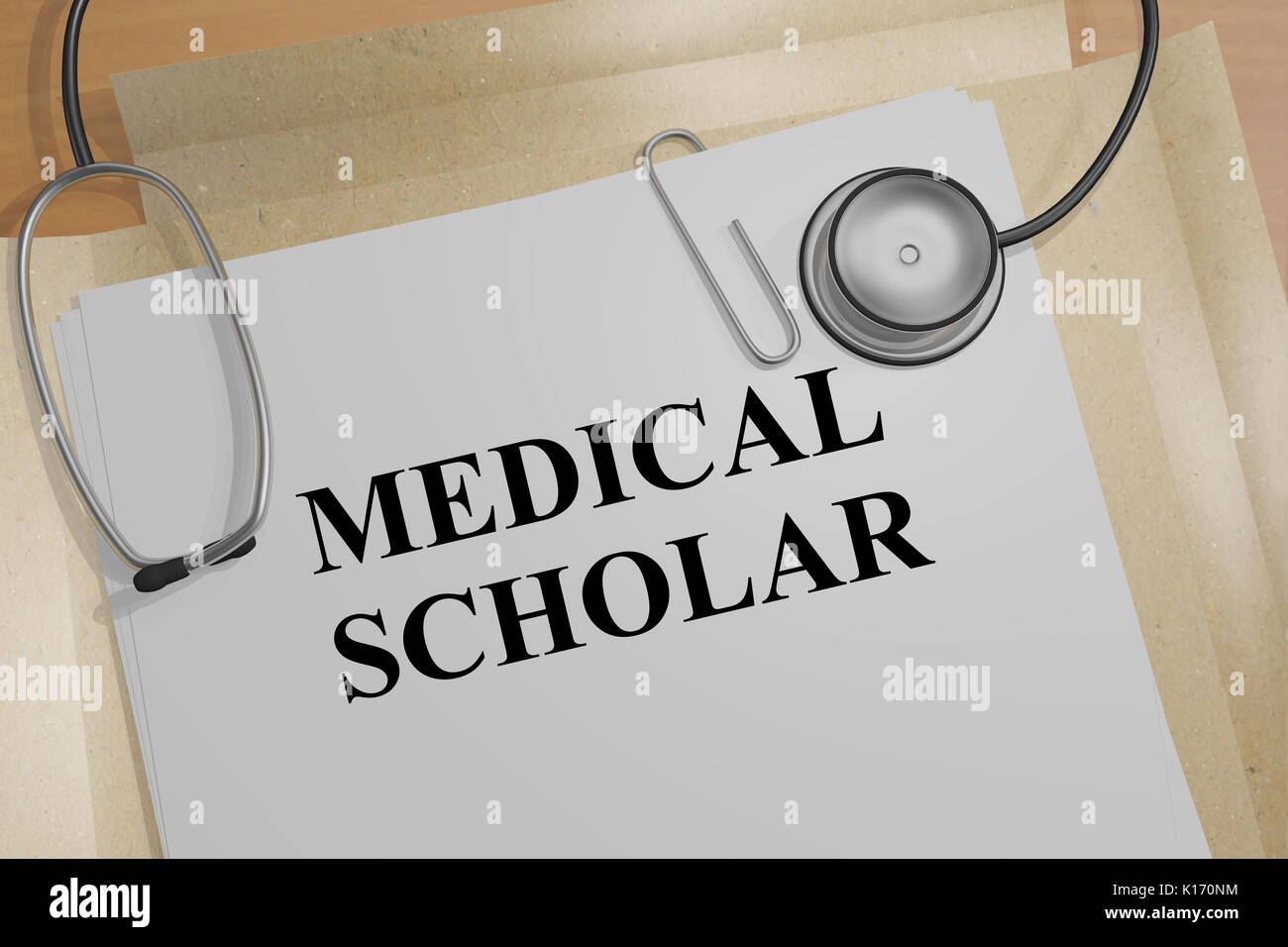 3D illustration of "MEDICAL SCHOLAR" title on a document Stock Photo ...