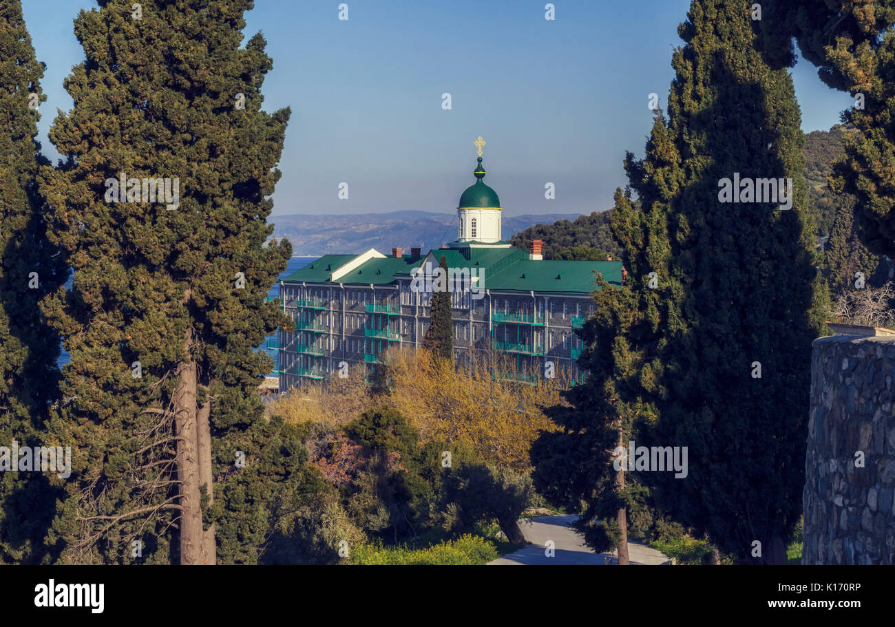 Saint Panteleimon Monastery, Athos Peninsula, Mount Athos, Chalkidiki ...