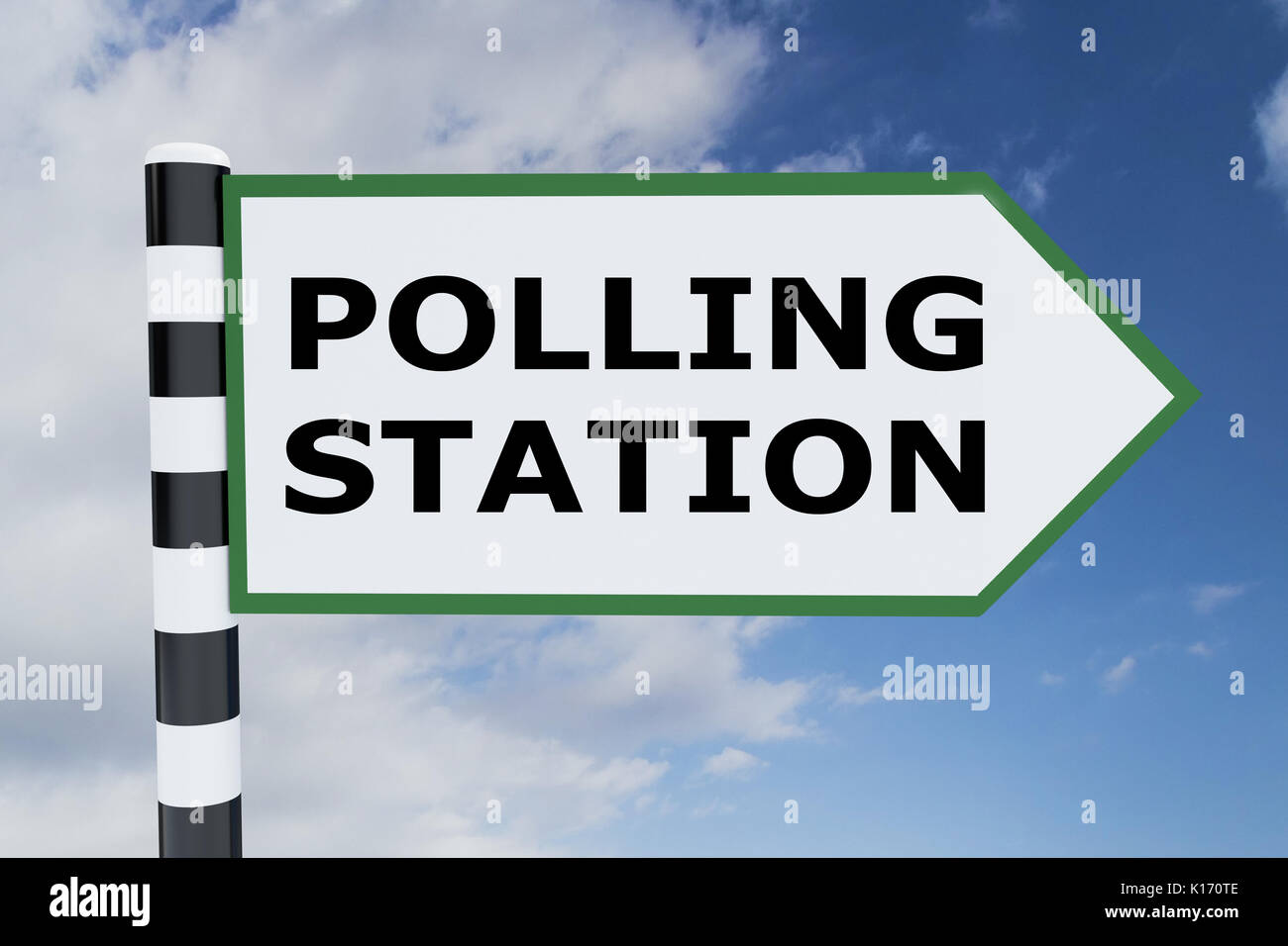 3D illustration of "POLLING STATION" script on road sign Stock Photo ...