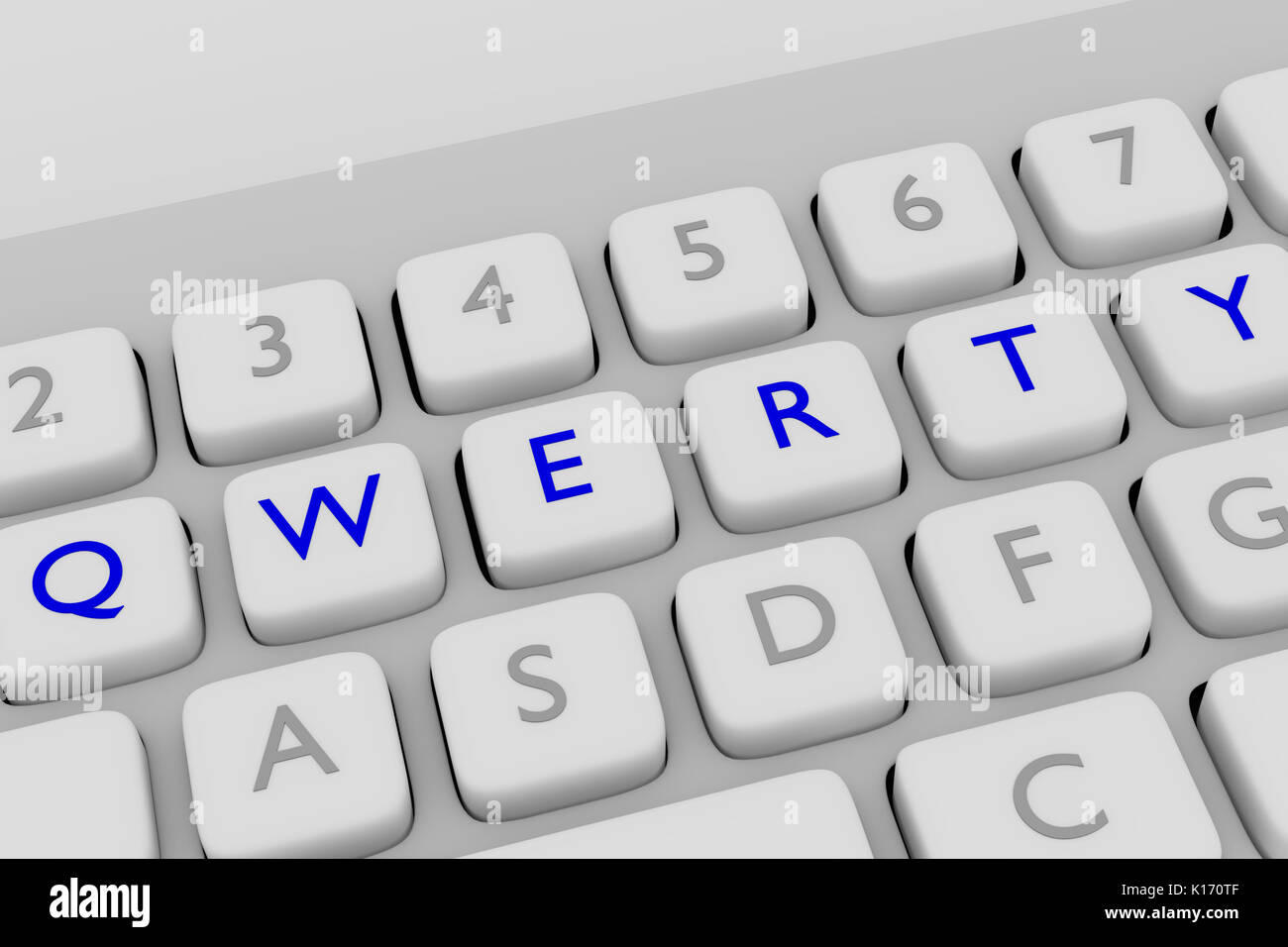 3d Illustration Of Computer Keyboard With The Print Qwerty On Six