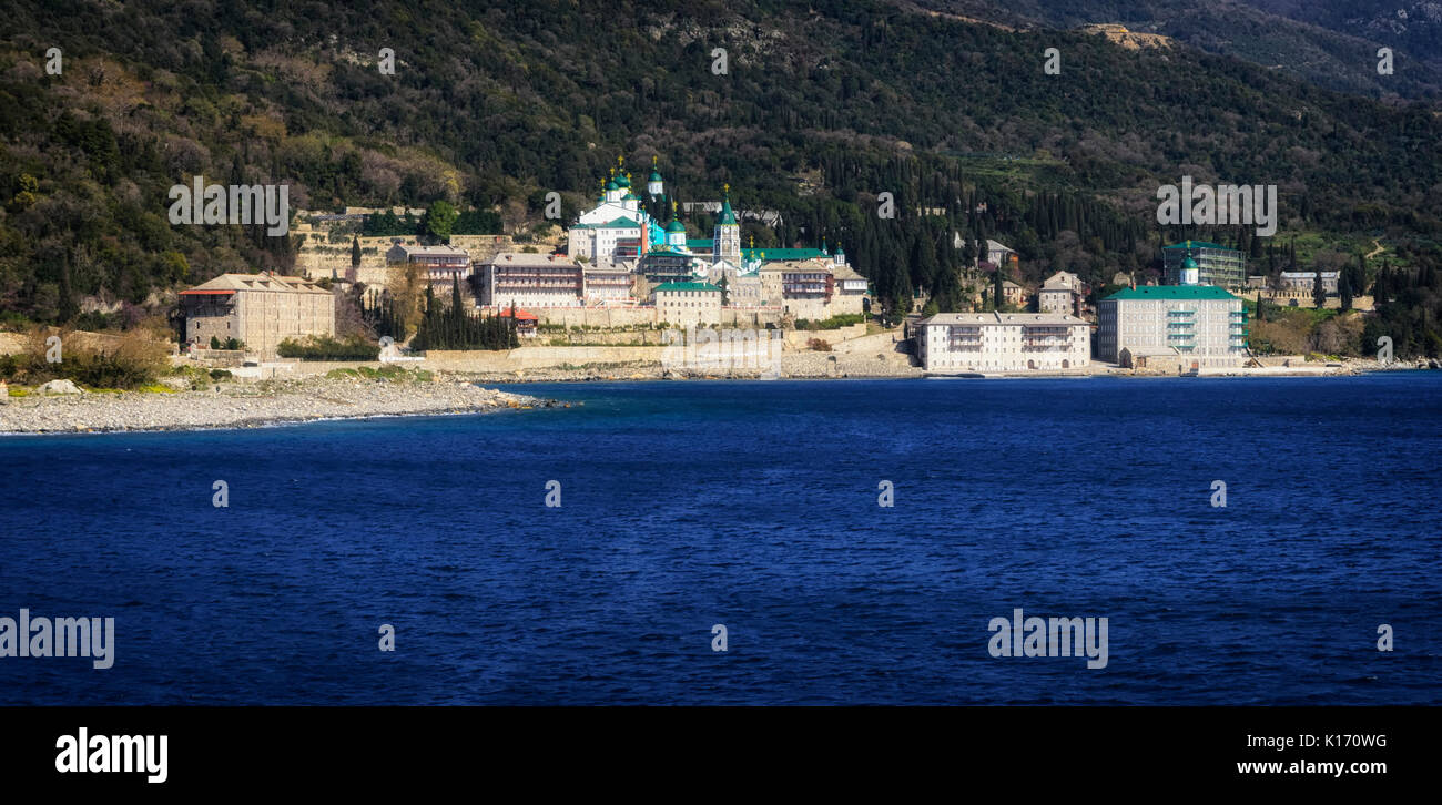 Panteleimon monastery on Mount Athos Stock Photo - Alamy