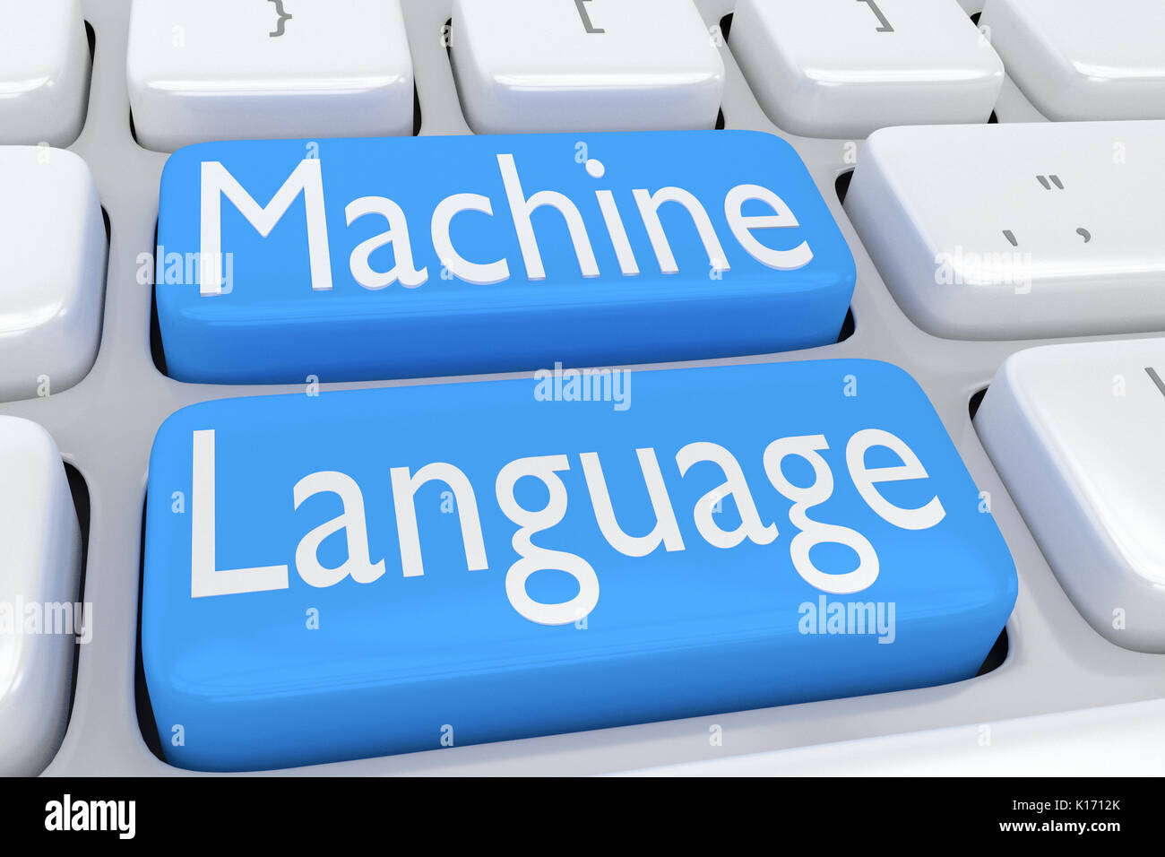 3D illustration of computer keyboard with the script "Machine Language ...