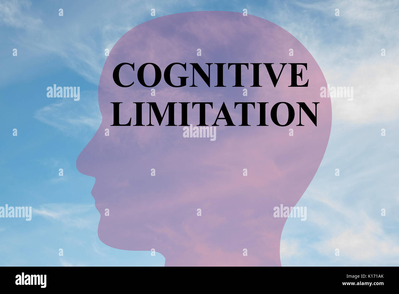 Render illustration of "COGNITIVE LIMITATION" title on head silhouette ...