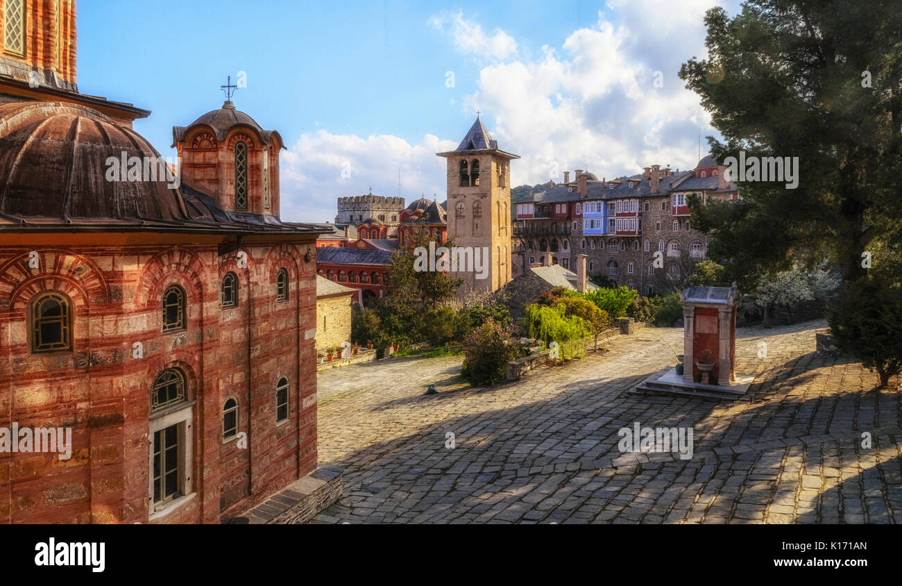 Architecture of the Vatopedi Monastery Stock Photo - Alamy