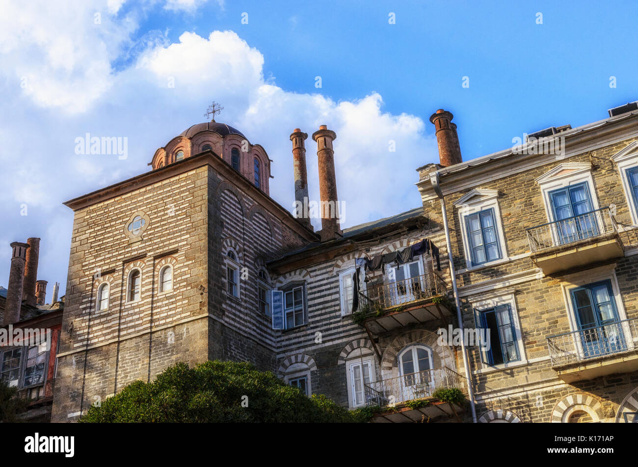 Architecture of the Vatopedi Monastery Stock Photo - Alamy