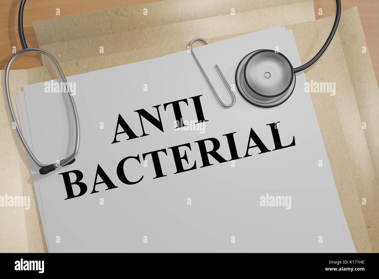 3D illustration of "ANTI BACTERIAL" title on a document Stock Photo - Alamy