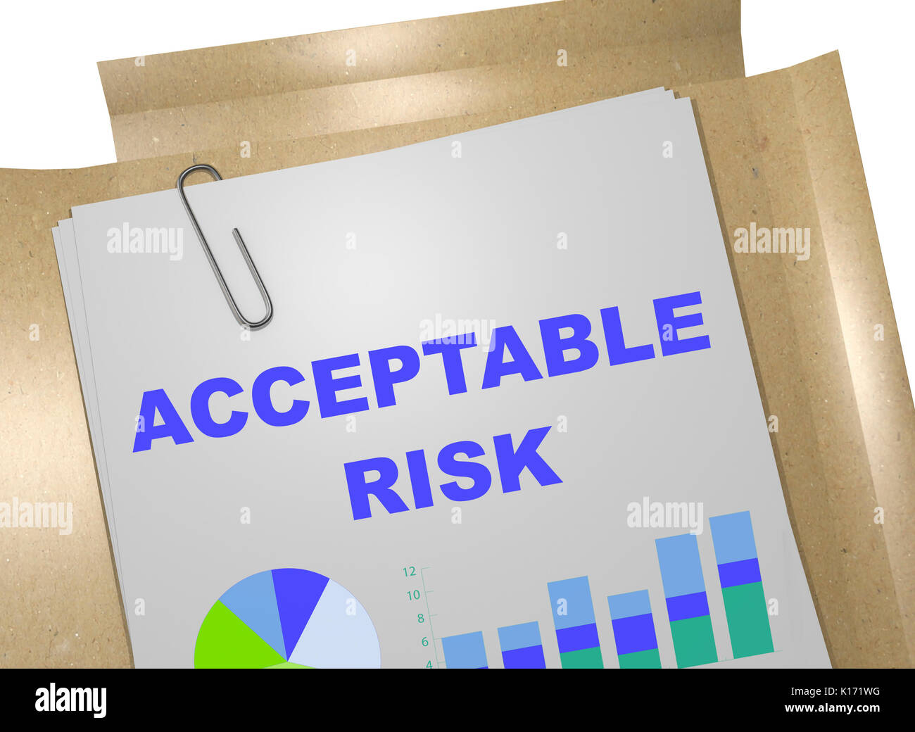 3D illustration of "ACCEPTABLE RISK" title on business document Stock ...