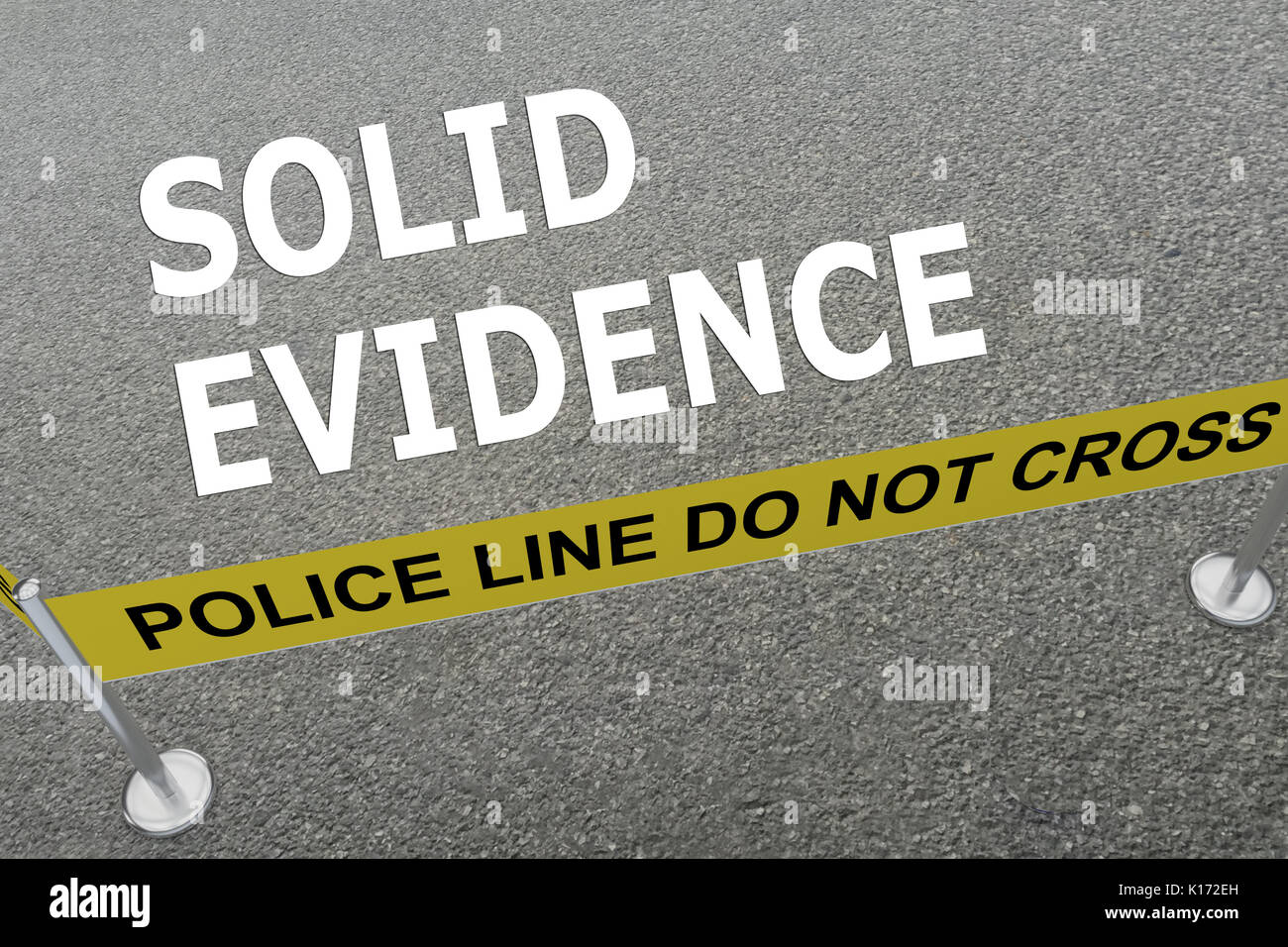 3D illustration of "SOLID EVIDENCE" title on the ground in a police arena Stock Photo - Alamy