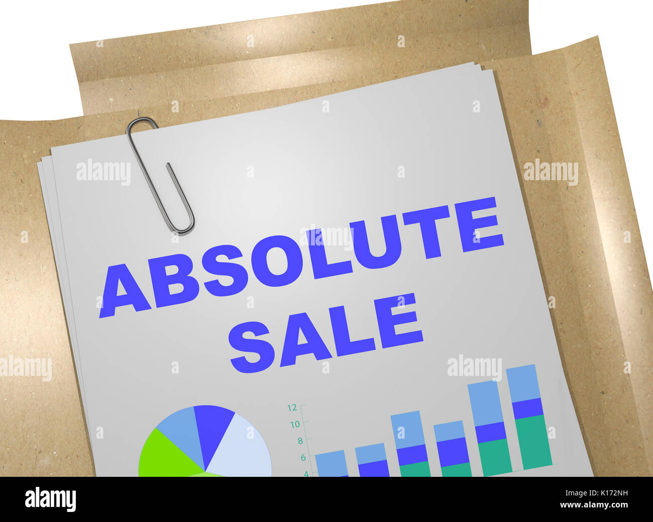 3D illustration of "ABSOLUTE SALE" title on business document Stock ...