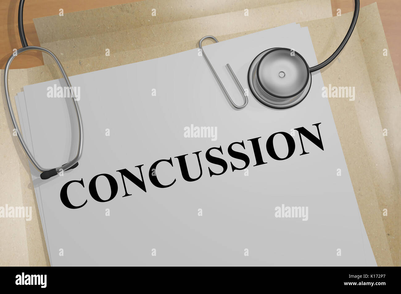3D illustration of "CONCUSSION" title on medical document Stock Photo ...