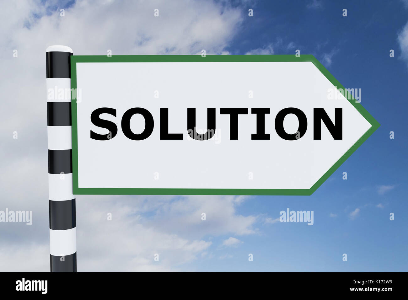 3D illustration of "SOLUTION" script on road sign Stock Photo - Alamy