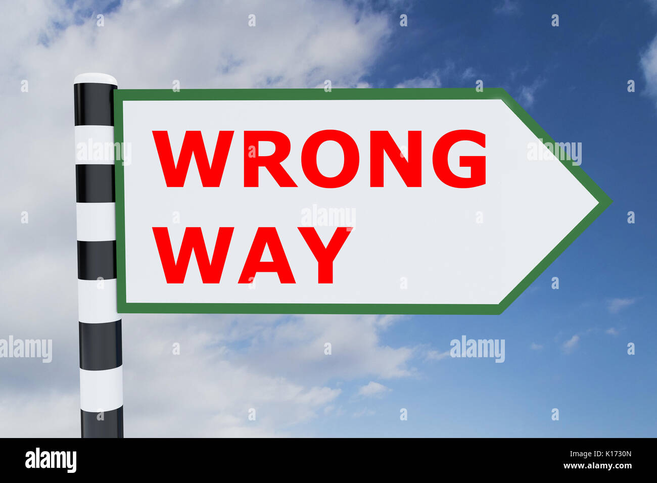 3D illustration of "WRONG WAY" script on road sign Stock Photo - Alamy