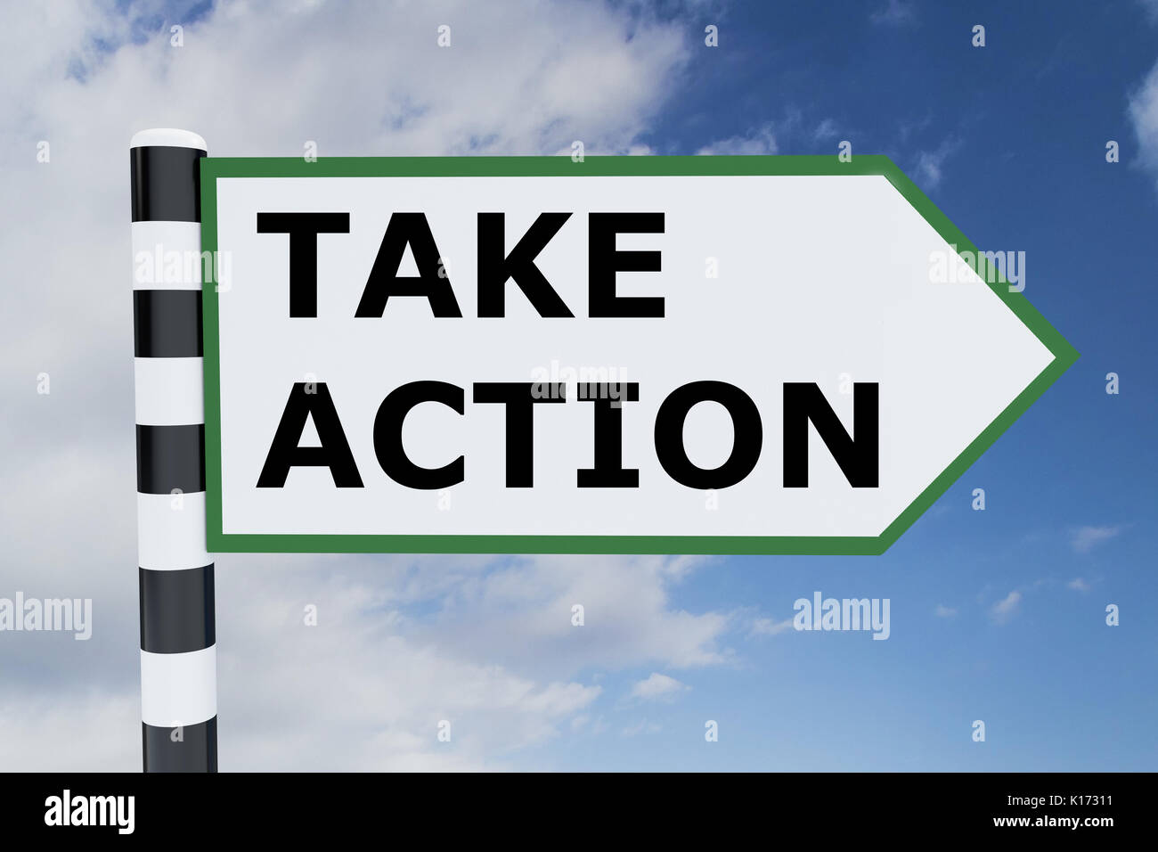 3D illustration of "TAKE ACTION" script on road sign Stock Photo - Alamy
