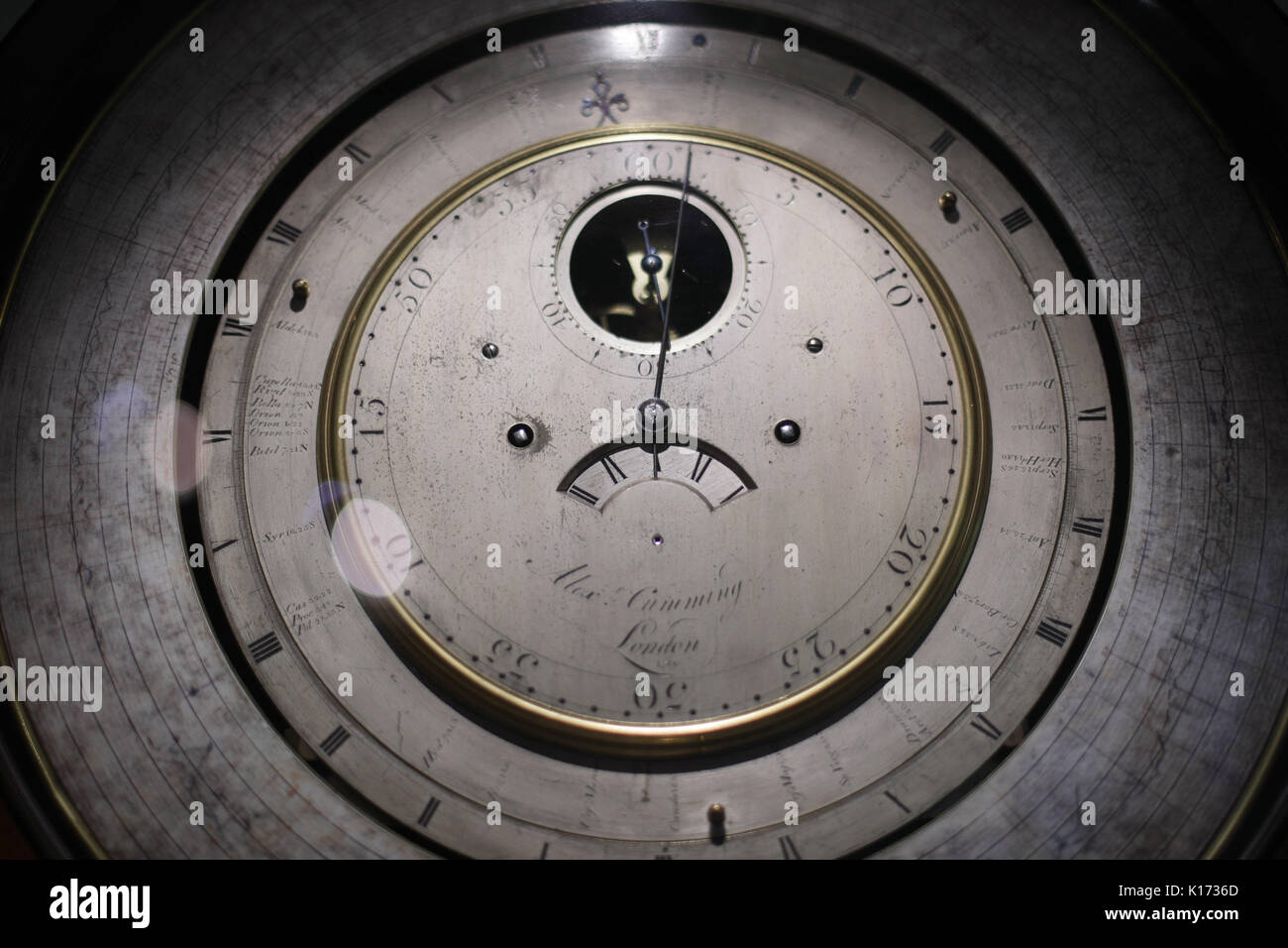 A detail of the face of Alexander Cumming’s Barograph Clock - which ...