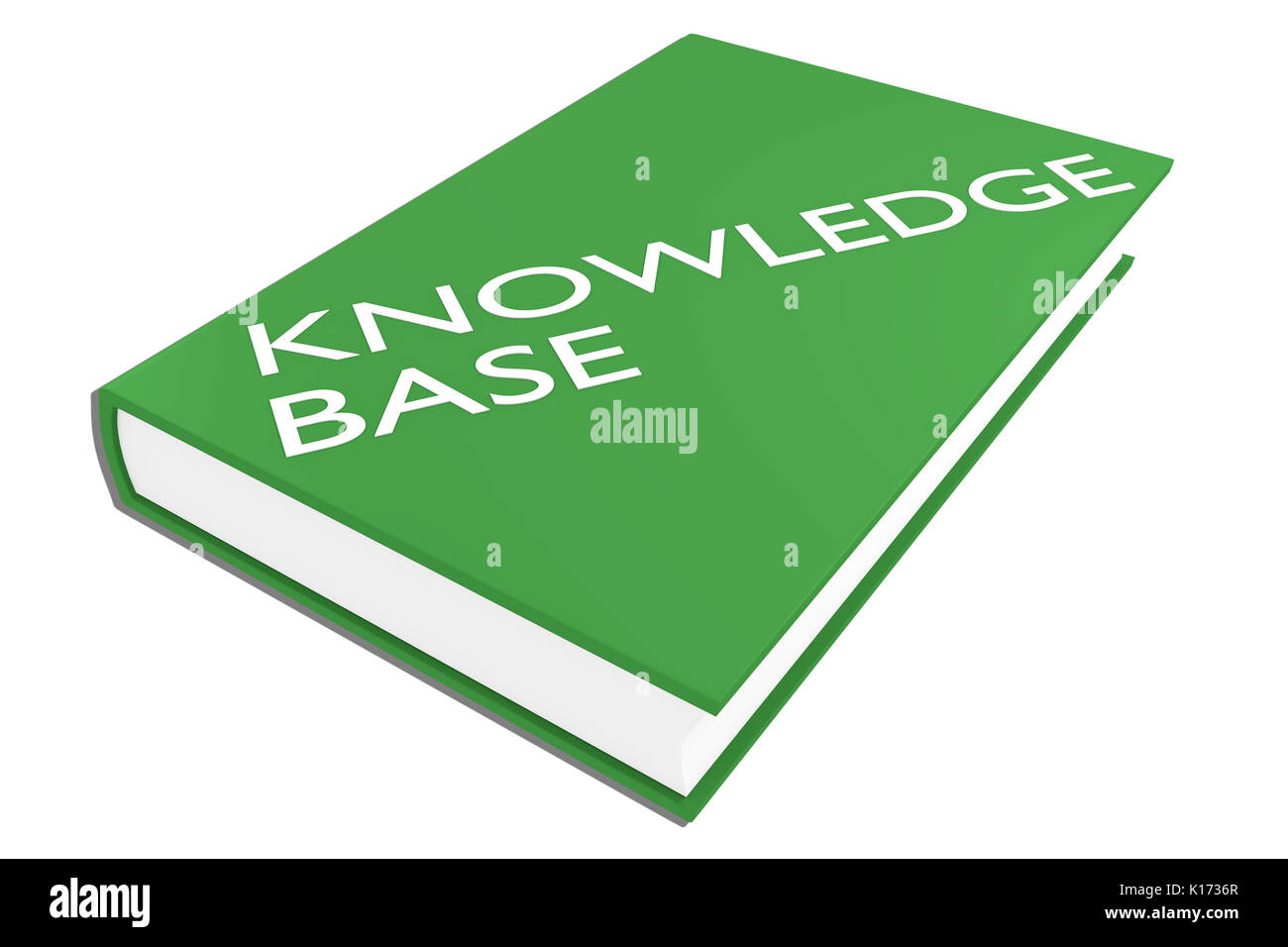 3D illustration of "KNOWLEDGE BASE" script on a book, isolated on white ...
