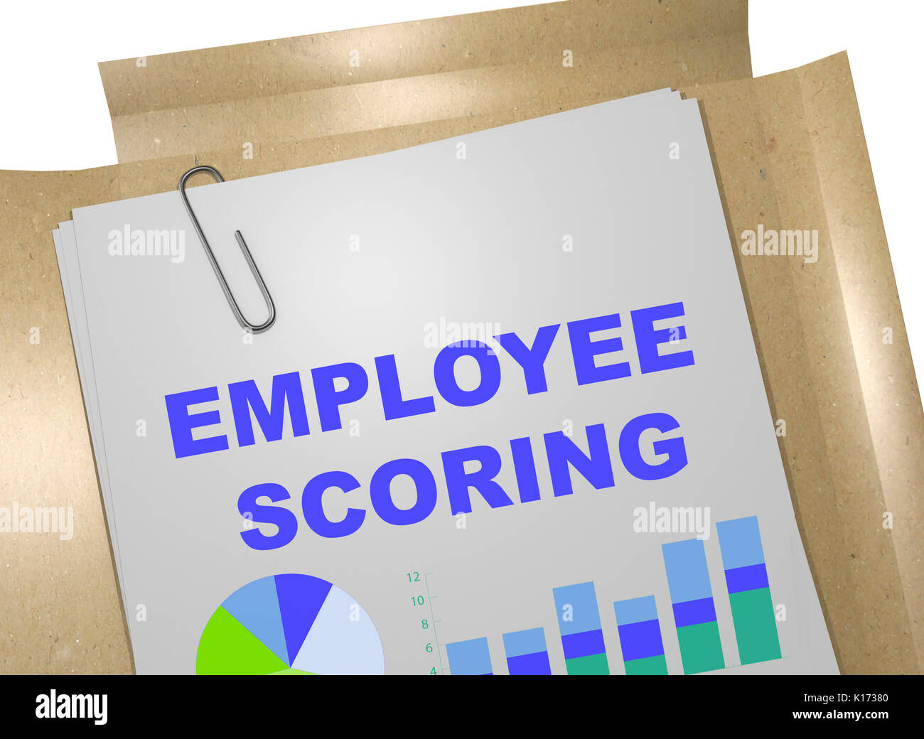 3D illustration of "EMPLOYEE SCORING" title on business document Stock ...