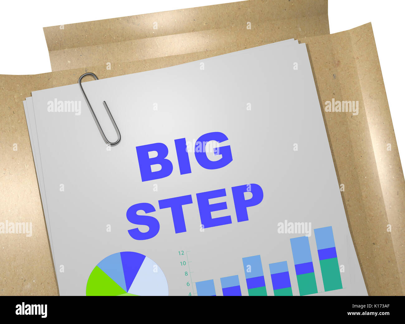 3D illustration of "BIG STEP" title on business document Stock Photo ...