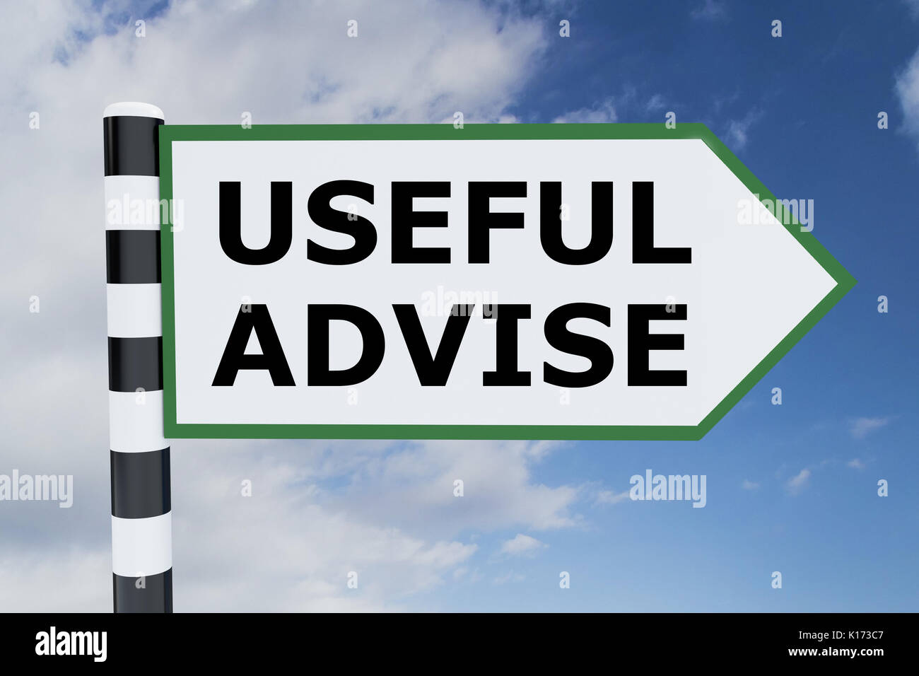 3D illustration of "USEFUL ADVISE" script on road sign Stock Photo - Alamy