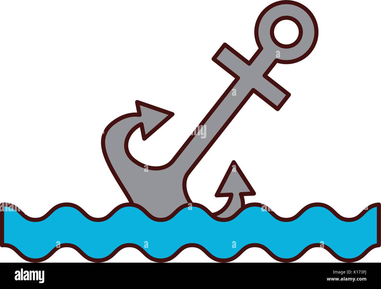 anchor maritime with waves Stock Vector Image & Art - Alamy