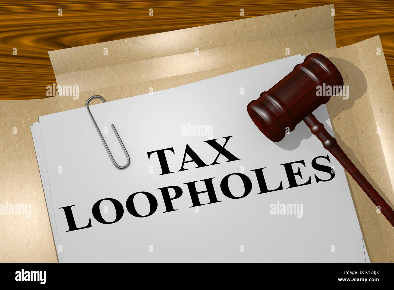 3D illustration of "TAX LOOPHOLES " title on legal document Stock Photo - Alamy
