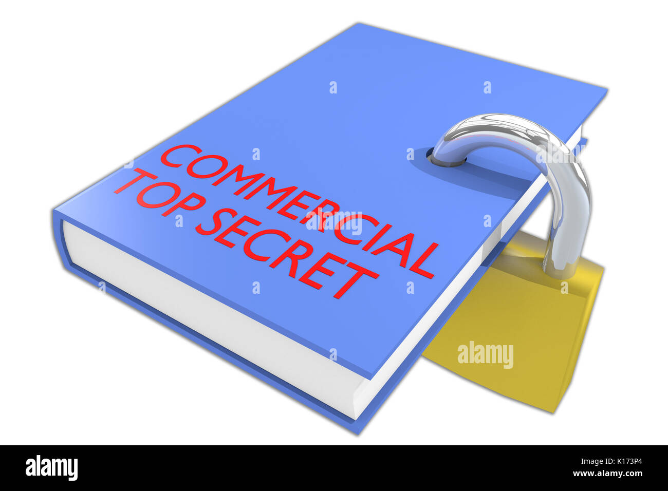 3D illustration of "COMMERCIAL TOP SECRET" script on a book, isolated ...