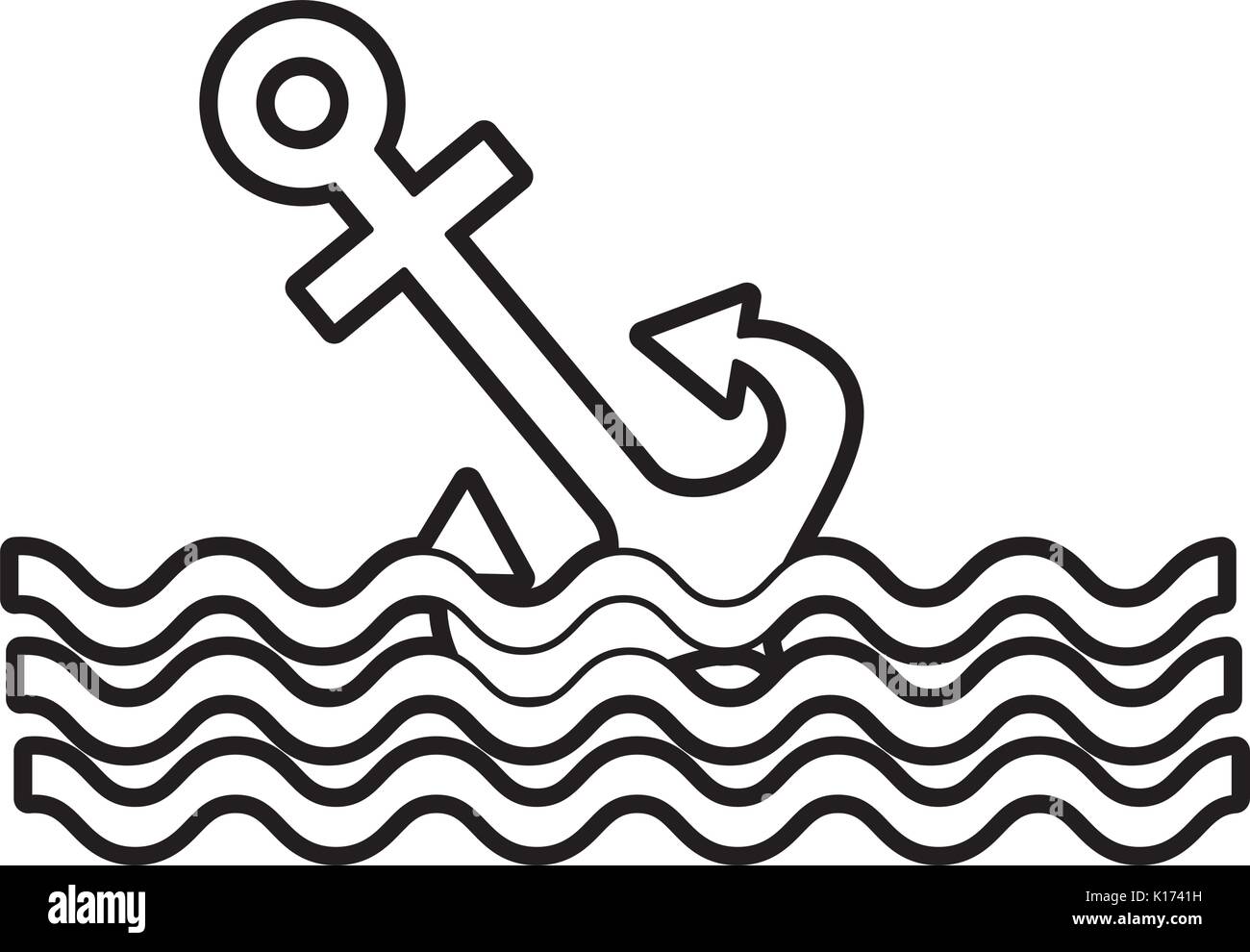 anchor maritime with waves Stock Vector Image & Art - Alamy