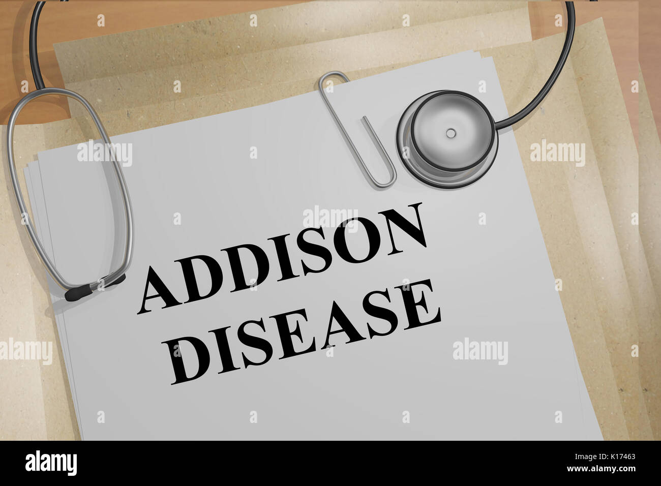 3D illustration of "ADDISON DISEASE" title on medical document Stock ...