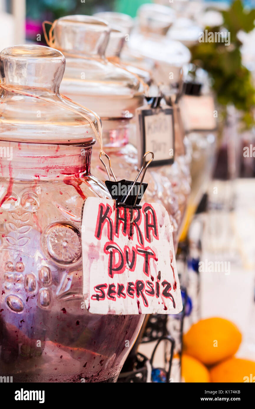 Glass jars of jam at turkish bazaar Stock Photo - Alamy