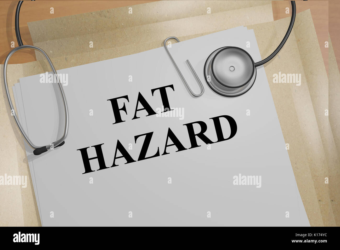 3D illustration of "FAT HAZARD" title on medical document Stock Photo ...