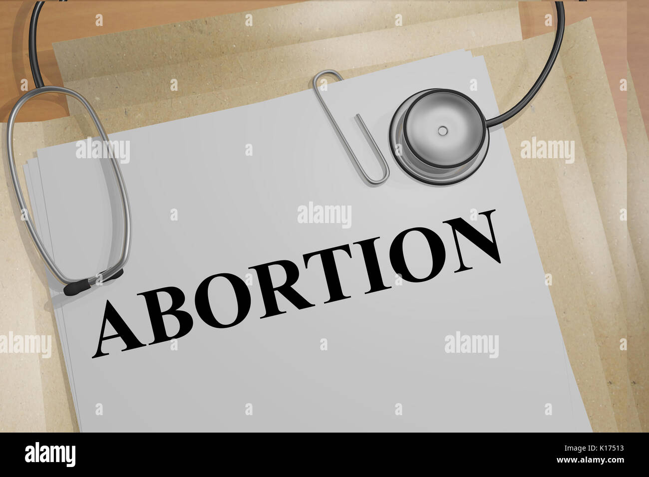 3D illustration of "ABORTION" title on medical document Stock Photo - Alamy