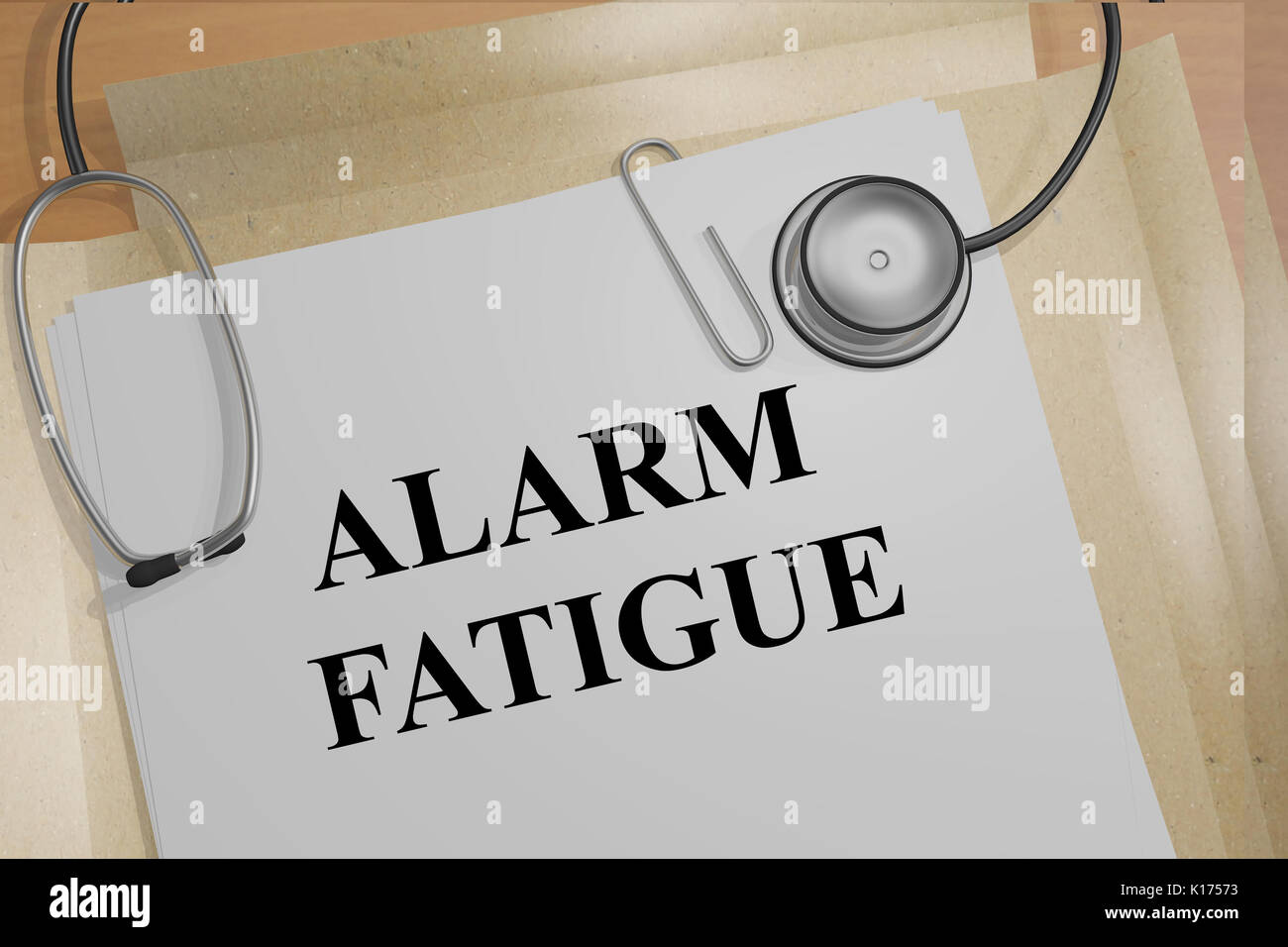 3D illustration of "ALARM FATIGUE" title on medical document Stock ...