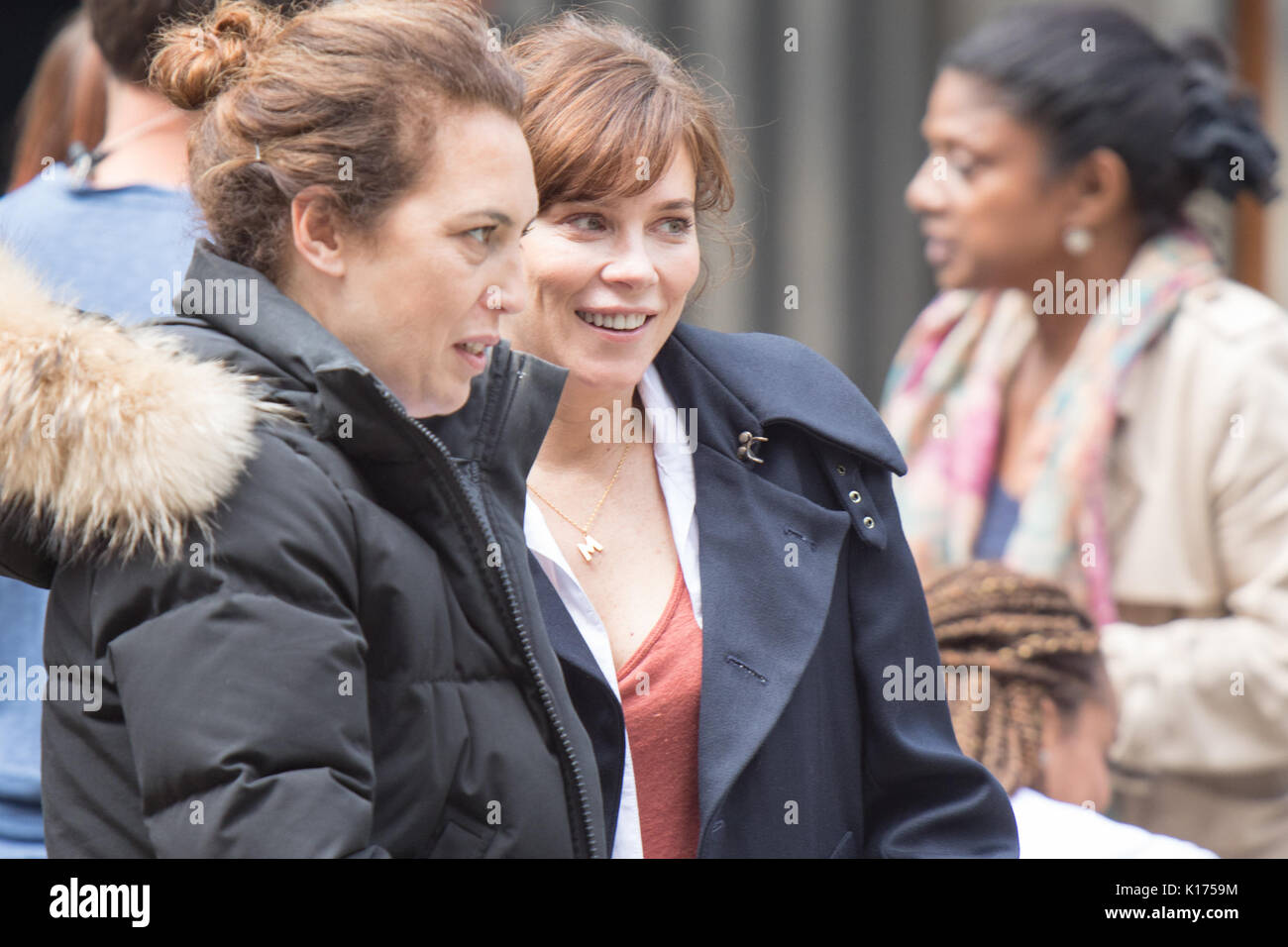 Anna Friel spotted playing with dog whilst on site for the filming of ...