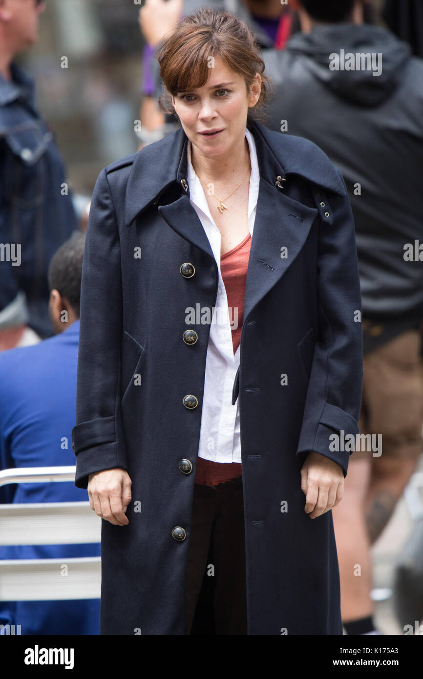 Anna Friel spotted playing with dog whilst on site for the filming of ...