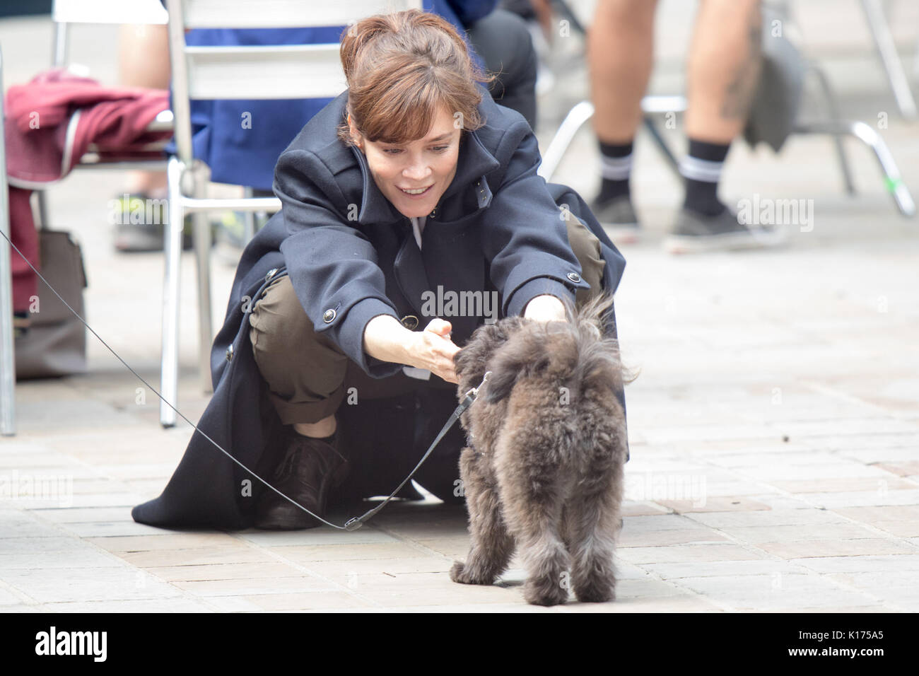 Anna Friel spotted playing with dog whilst on site for the filming of ...