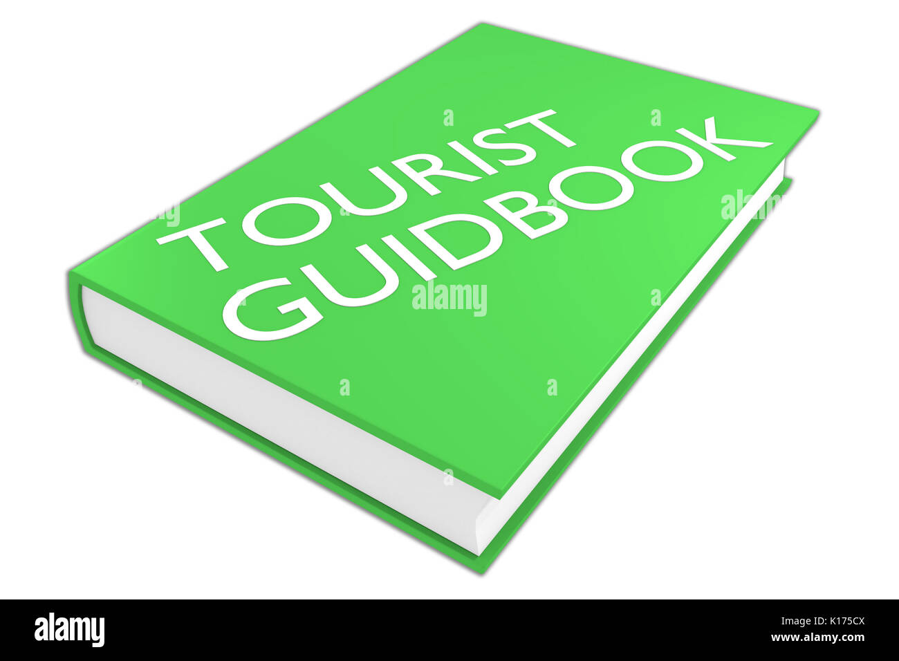 3D illustration of "TOURIST GUIDEBOOK" script on a book, isolated on ...