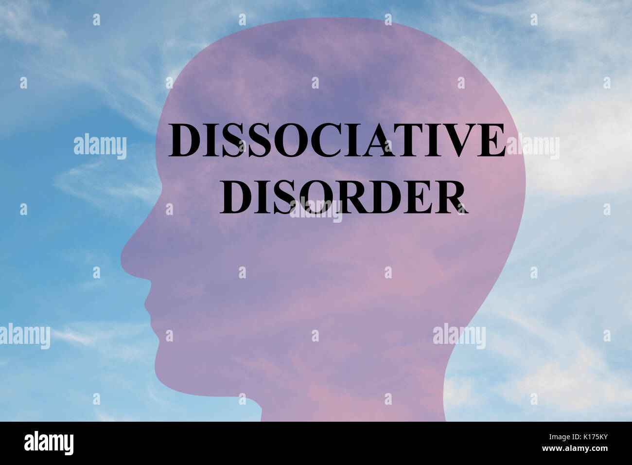 Render illustration of "DISSOCIATIVE DISORDER" script on head ...