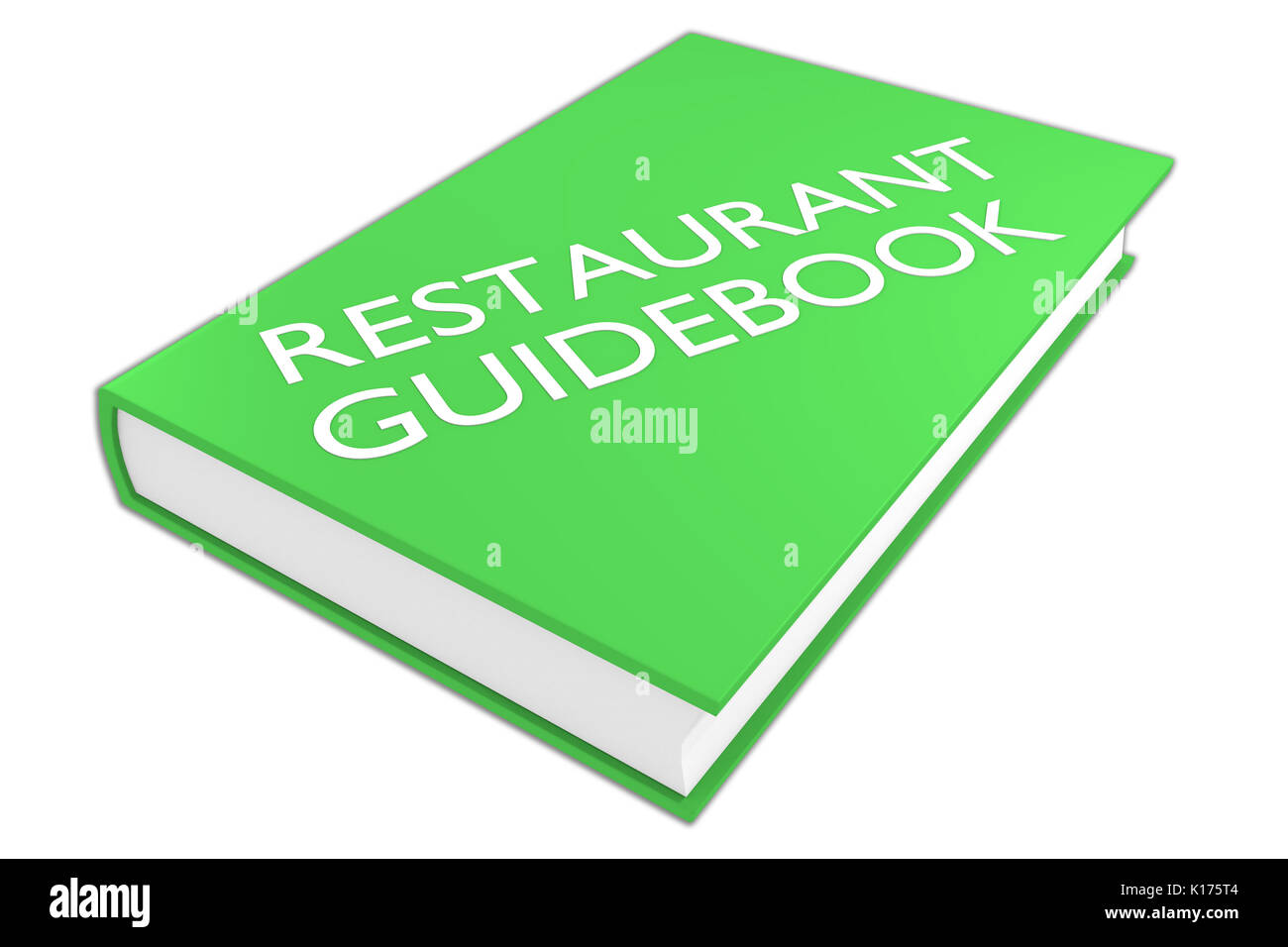 3D illustration of "RESTAURANT GUIDEBOOK" script on a book, isolated on ...