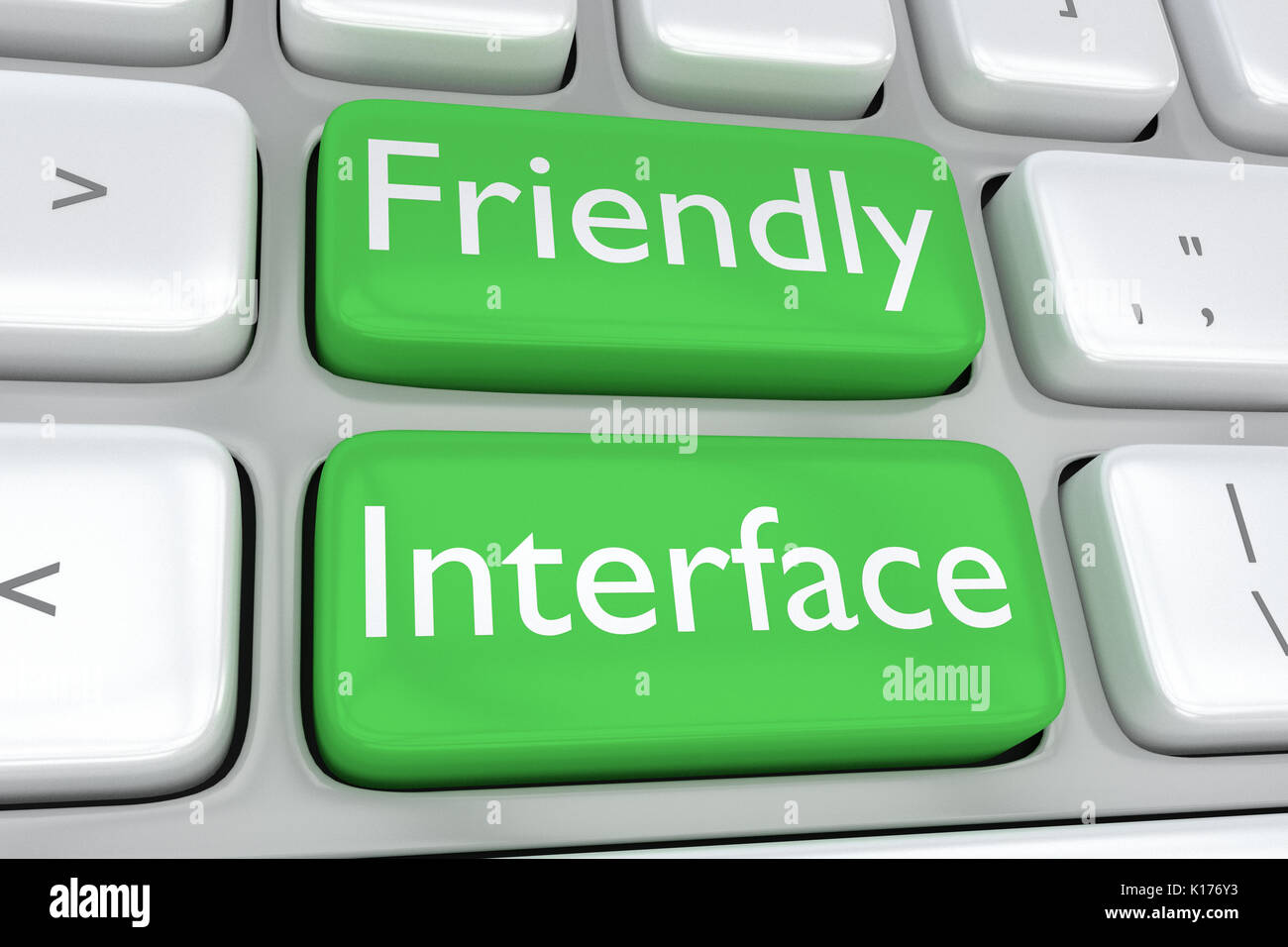 3D illustration of computer keyboard with the print "Friendly Interface ...