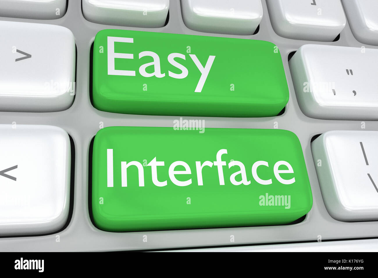 3D illustration of computer keyboard with the print "Easy Interface" on ...